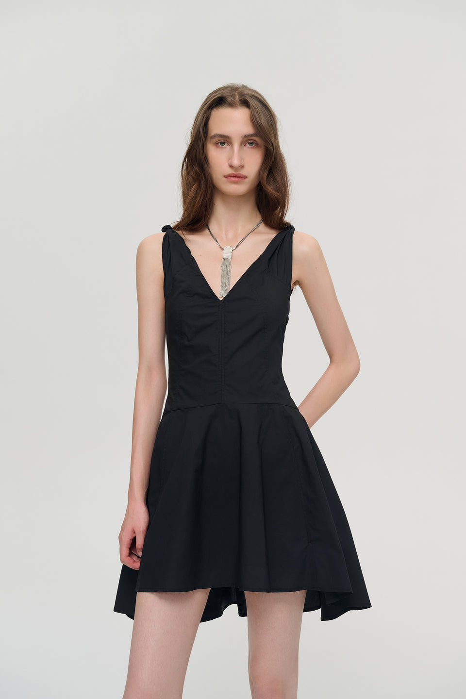 Ancosti v neck mini dress