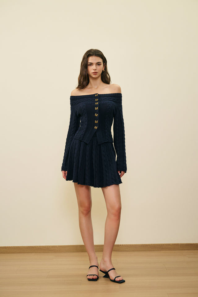 Off-shoulder cable knit cardigan – Ancosti
