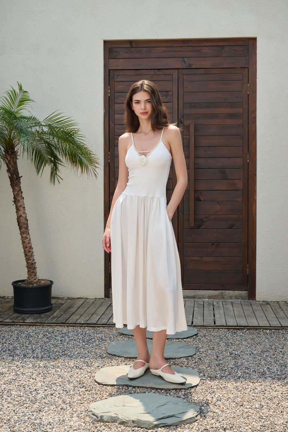 Spaghetti strap rosette dress – Ancosti