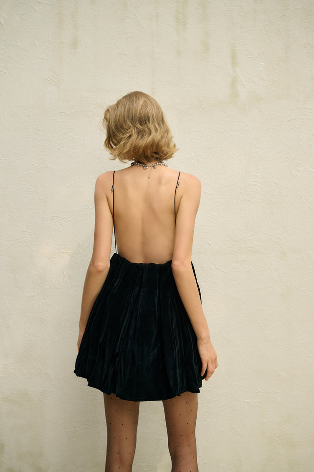 Velvet spaghetti strap mini dress – Ancosti