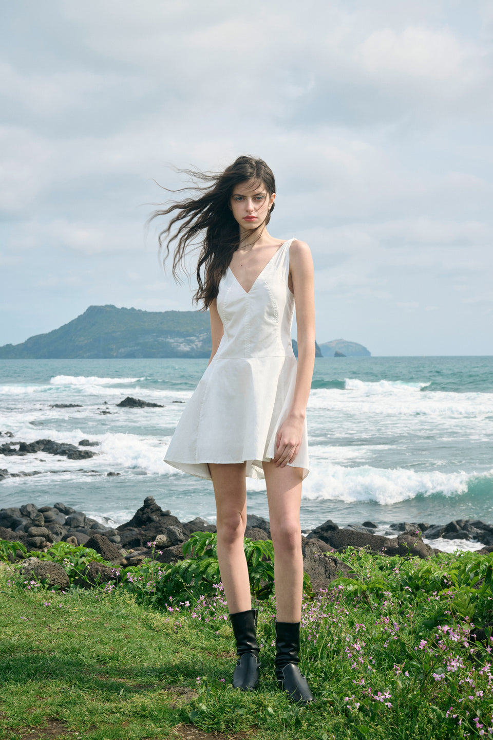 Ancosti v neck mini dress